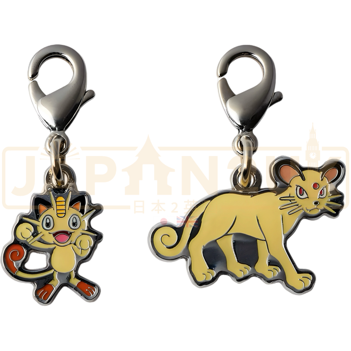 Pokemon Center Japan - 0052 / 0053 Meowth & Persian Metal Charm/Keycha ...