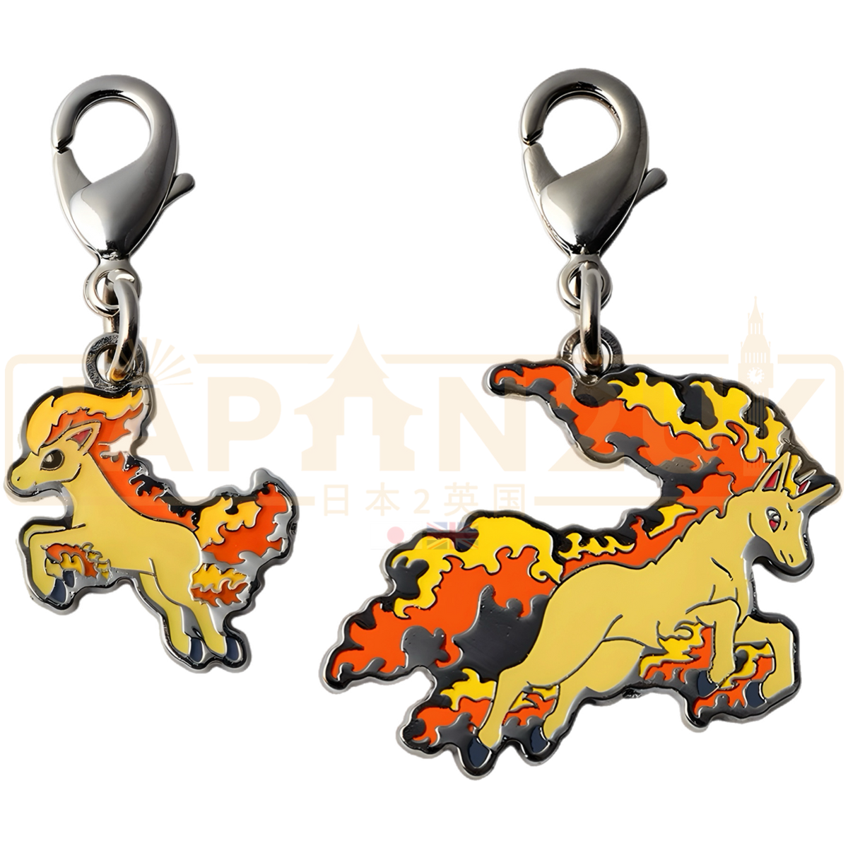 Pokemon Center Japan - 0077 / 0078 Ponyta & Rapidash Metal Charm/Keych ...