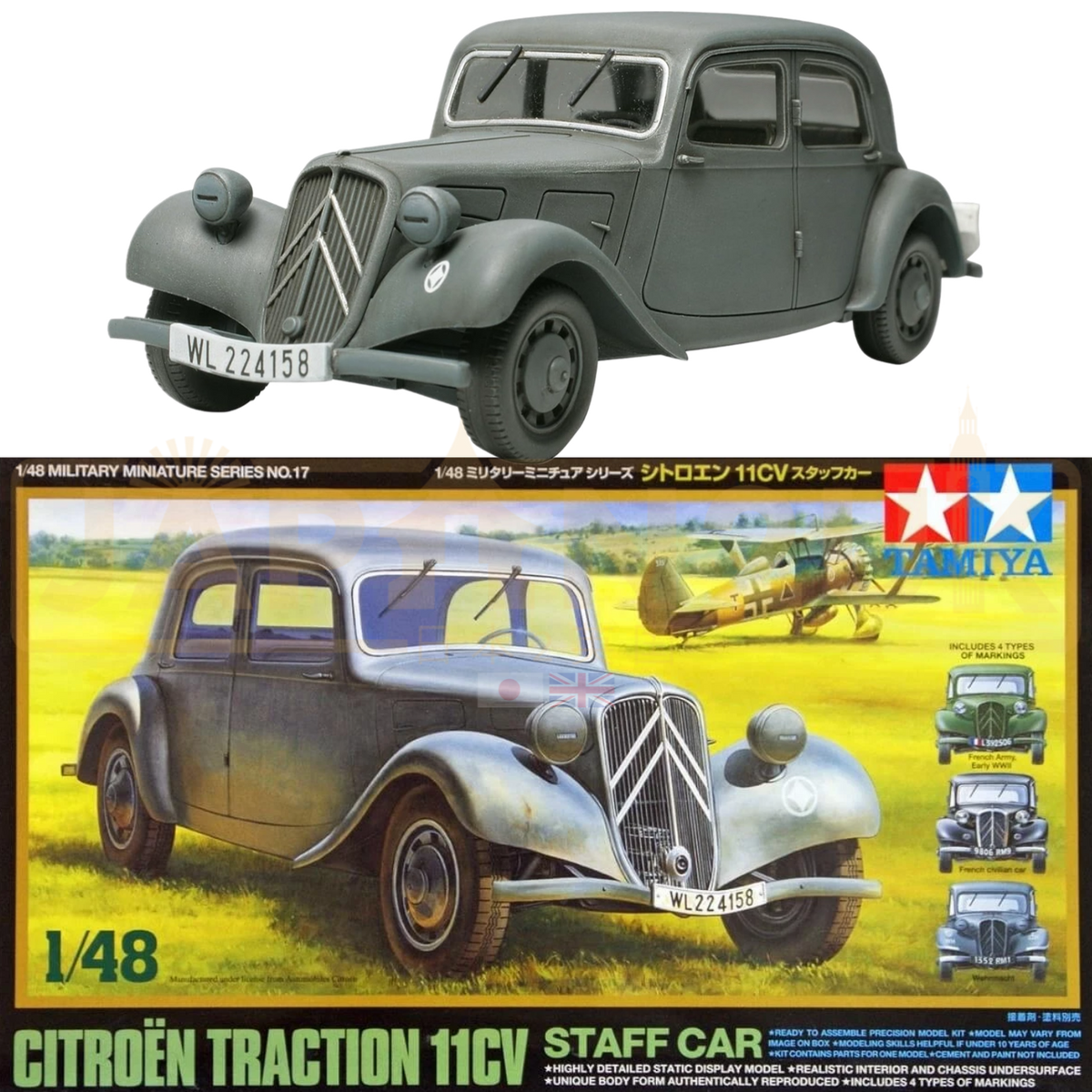 Tamiya Citreon Traction 11CV Staff Car 32517 1/35 Scale Model Kit ...