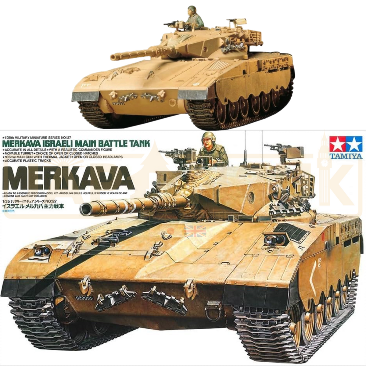 Tamiya Israeli Merkava Main Battle Tank 35127 1/35 Scale Model Kit ...